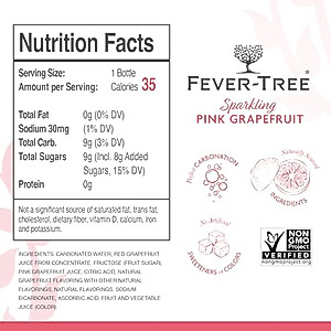 Fever Tree Sparkling Pink Grapefruit - Premium Mixer - Refreshing Beverage for Cocktails & Mocktails. Naturally Sourced Ingredients, No Artificial Sweeteners or Colors - 200 ML Bottles - Pack of 24