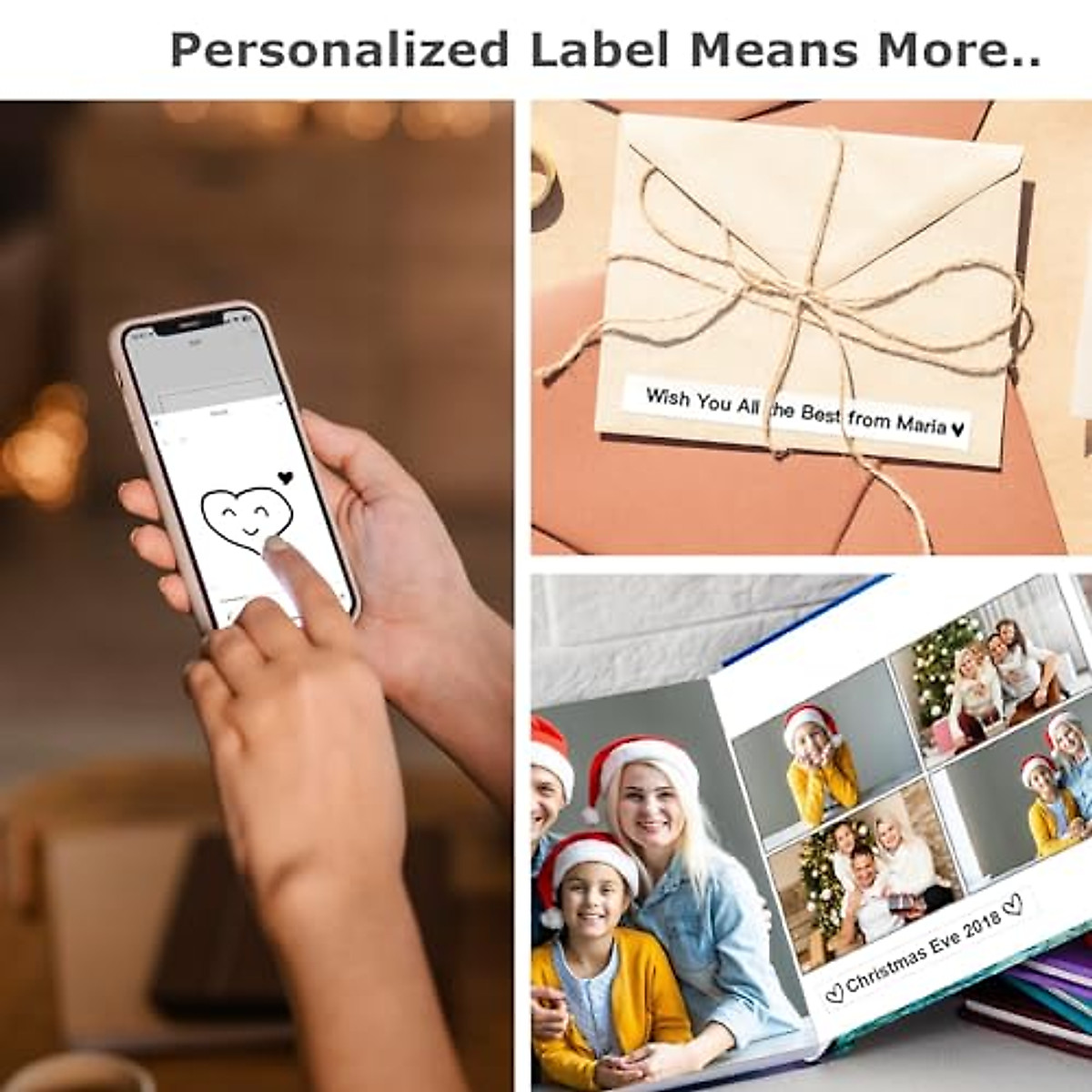 SUPVAN E10 Bluetooth Label Maker Machine with Tape, Continuous Waterproof Label, Versatile App with 35 Fonts and 1k+ Icons, Inkless Labeler for Home, Kitchen, School, Office Organization, Black