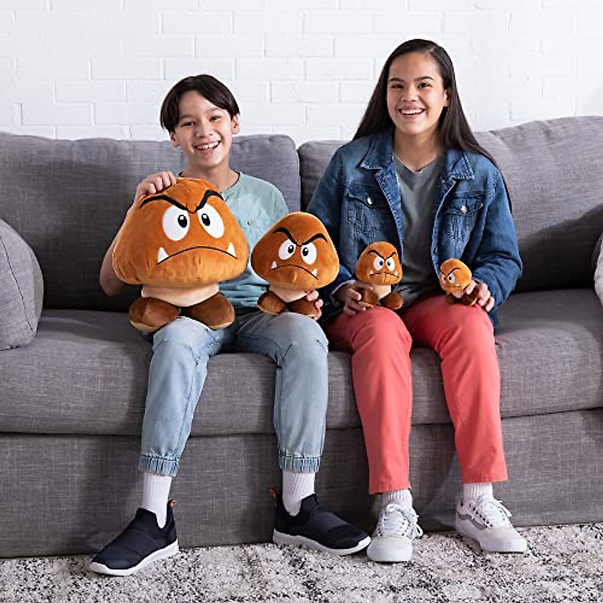 Club Mocchi- Mocchi - Nintendo Super Mario Plush, Collectible Squishy Goomba Plushies - 15 Inch, Brown