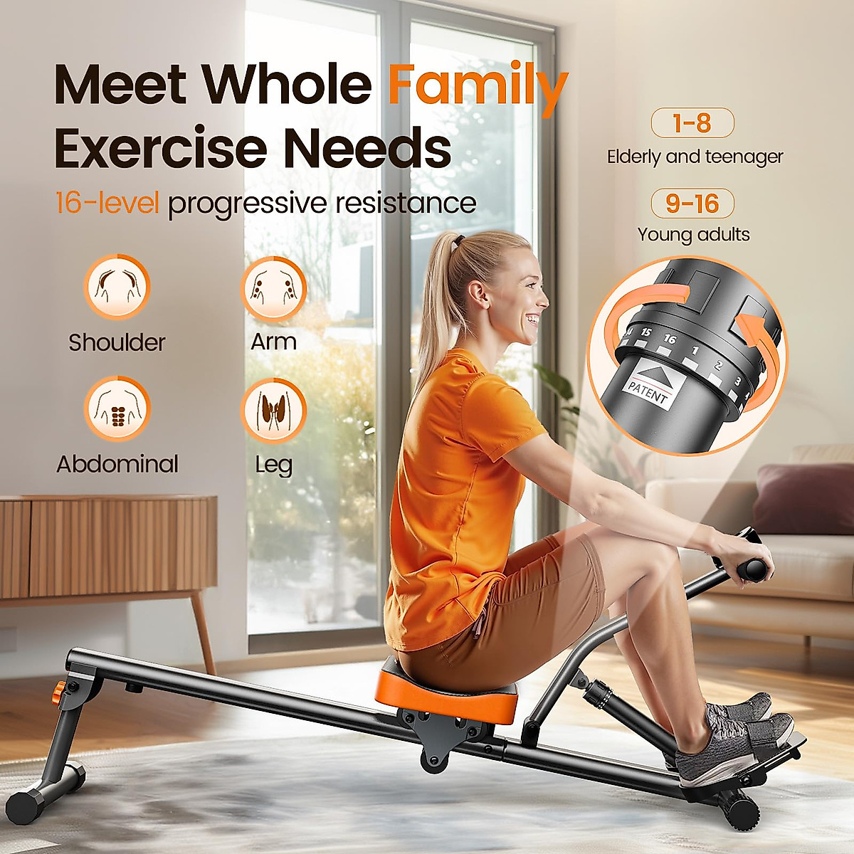 Niceday Rowing Machine, Hydraulic Rowing Machine for Home Use, Rower Machine Foldable with 16 Resistance, LCD Monitor & 300 LBS Weight Capacity