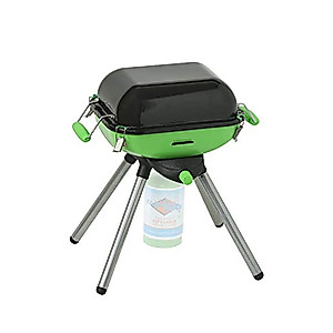 Flame King YSNVT-301 Multi-Function Portable Propane BBQ Grill Camp Stove, 8000 BTU 9.5 x 12 Inch Cooking Surface, Light Green/Black