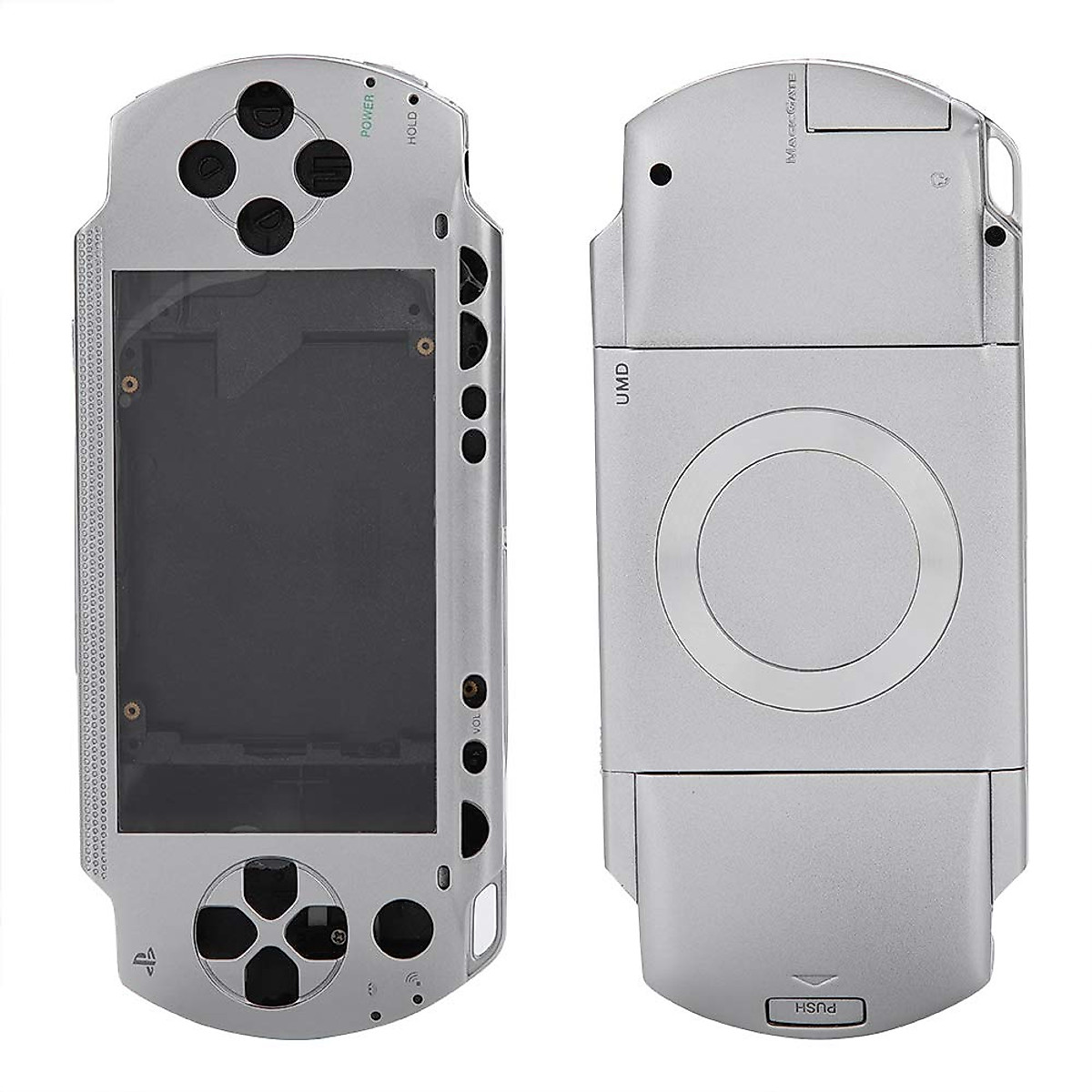 ASHATA Full Housing Repair Mod Case + Buttons Replacement Compatible for Sony PSP 1000 Console(Silver)