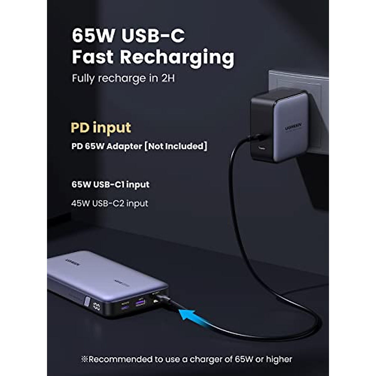 UGREEN 145W Power Bank for Laptop, 25000mAh Portable Charger with USB-C Fast Charging, 3-Port, Digital Display, Fast Recharge, Compatible with MacBook Pro, iPhone 14 Series, Samsung, AirPods, and More