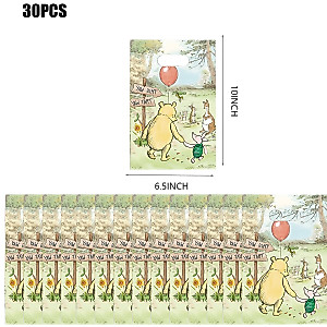 Omto 30Pcs Pooh Party Gift Bags,Pooh Bear Gooddie Bags Party Decoration Gift Bags Pooh Bear Birthday Party Decorations