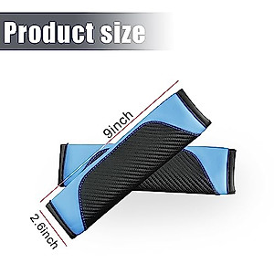Smeyta Seat Belt Covers 2PC,Seat Belt Pads Leather Seat Belt Covers,Carbon Fiber Safety Seatbelt Shoulder Strap Covers Compatible with Cars(Carbon Blue,2PC)