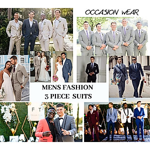 COOFANDY Mens Slim Fit Dress Suit Formal Business Blazer Wedding Prom Blazer Jacket Vest Pants (Dark Grey XS)