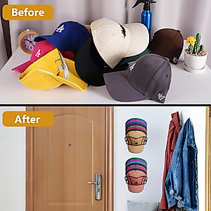 Peyulia 2 Pack Hat rack, Durable Metal for Baseball Caps Storage, Wall Mounted Hat Organizer for Walls, Behind Doors, Closets, EntryWay, Hold Up to 30 Caps, Black