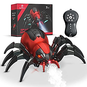 sumsync Remote Control Spider Kids Toys - Realistic RC Spider, Music Effect, LED Light, Toys for 3 4 5 6 7 8 9 10 11 12+ Year Old Boys/Girls, Gifts for Halloween Christmas Birthday