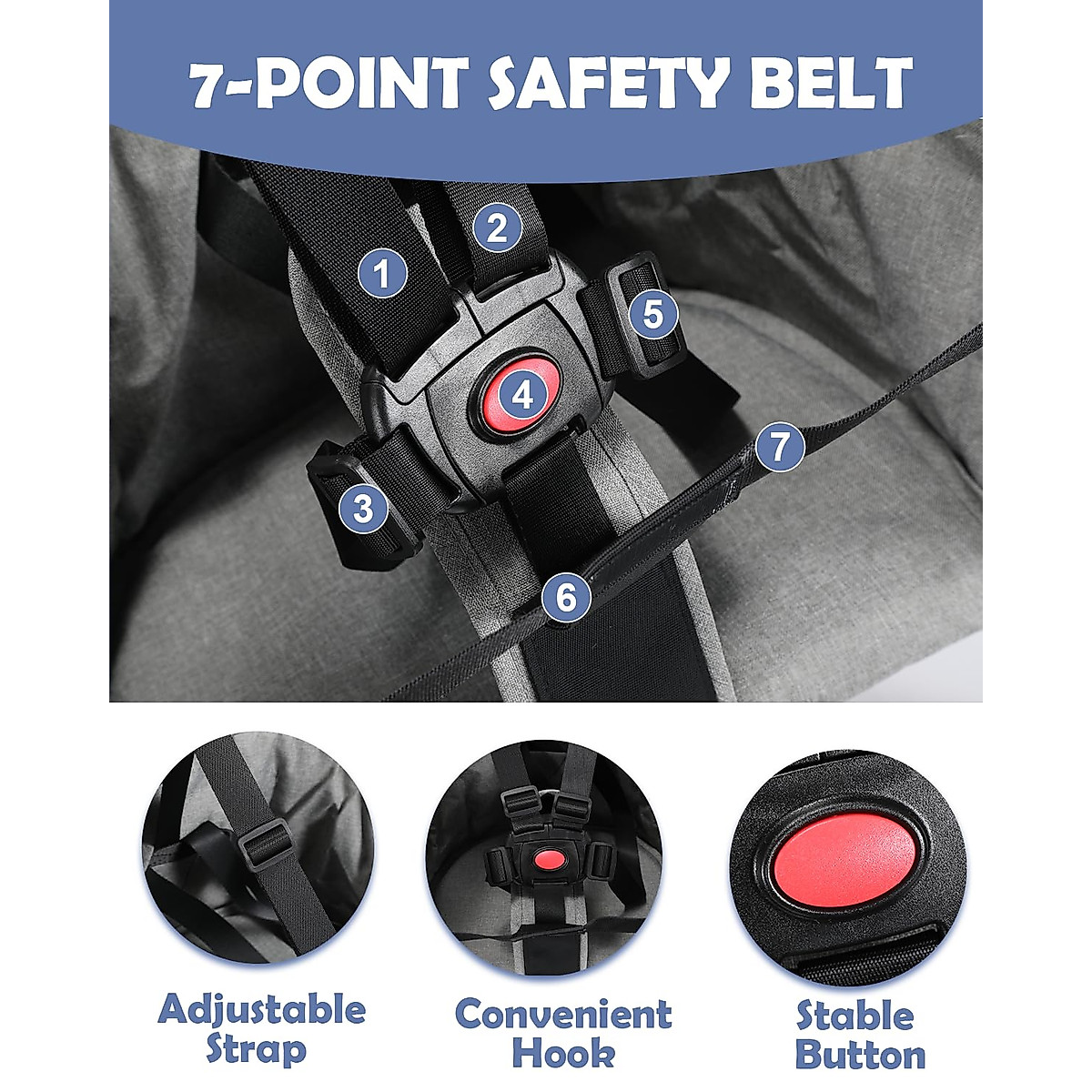 ATHRADIES Hook on High Chair for Baby with Removable Dining Tray,Clip on High Chairs for Babies and Toddlers, High Chair That Attaches to Table, Portable Travel High Chair with Carrying Bag,Grey