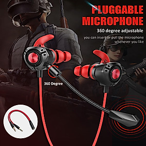 YYUNJINI Gaming Headset with Microphone Wired Gaming Earbuds PC for PS4 PS5 Xbox One Playstation 5 Games Mobile Phone,Detachable Stereo Bass Earphones Noise Cancelling Gaming Headphones with Mic Black