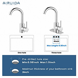 Airuida Bar Sink Faucet Single Hole Single Handle Bathroom Sink Faucet Kitchen Shower Faucet Set with 8 Inch Rainfall Square Showerhead and Tub Spout Bathtub Faucet Kit