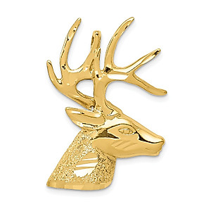 Solid 14k Yellow Gold Lazer Cut Deer Charm Pendant (35mm x 23mm)