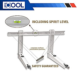 ICOOL Mini Split Wall Mounting Bracket for 9000-36000 BTU Universal Ductless Air Conditioners, Heat Pumps, Compressors & HVAC Systems, Outdoor Heavy Duty Foldable Wall Mount Condenser Bracket