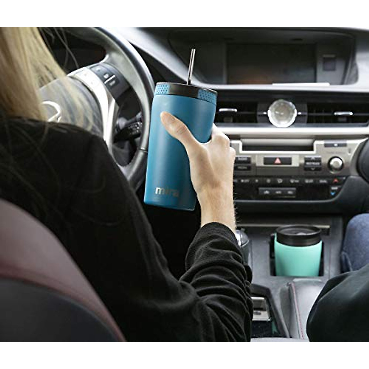 MIRA 2 Pack of 12 oz Stainless Steel Insulated Coffee Travel Mug for Coffee, Tea - Press Lid Tumbler - Vacuum Insulated Coffee Thermos Cup Keeps Hot or Cold - Black