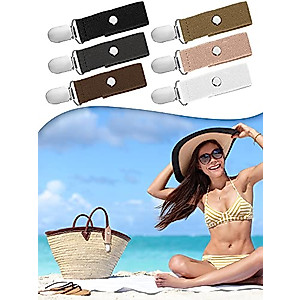 BBTO 6 Pcs Hat Clip for Summer Travel on Bag Luggage PU Leather Hat for Travel Hat Womens Sun Hat, Beach Hat Clip (Cute)