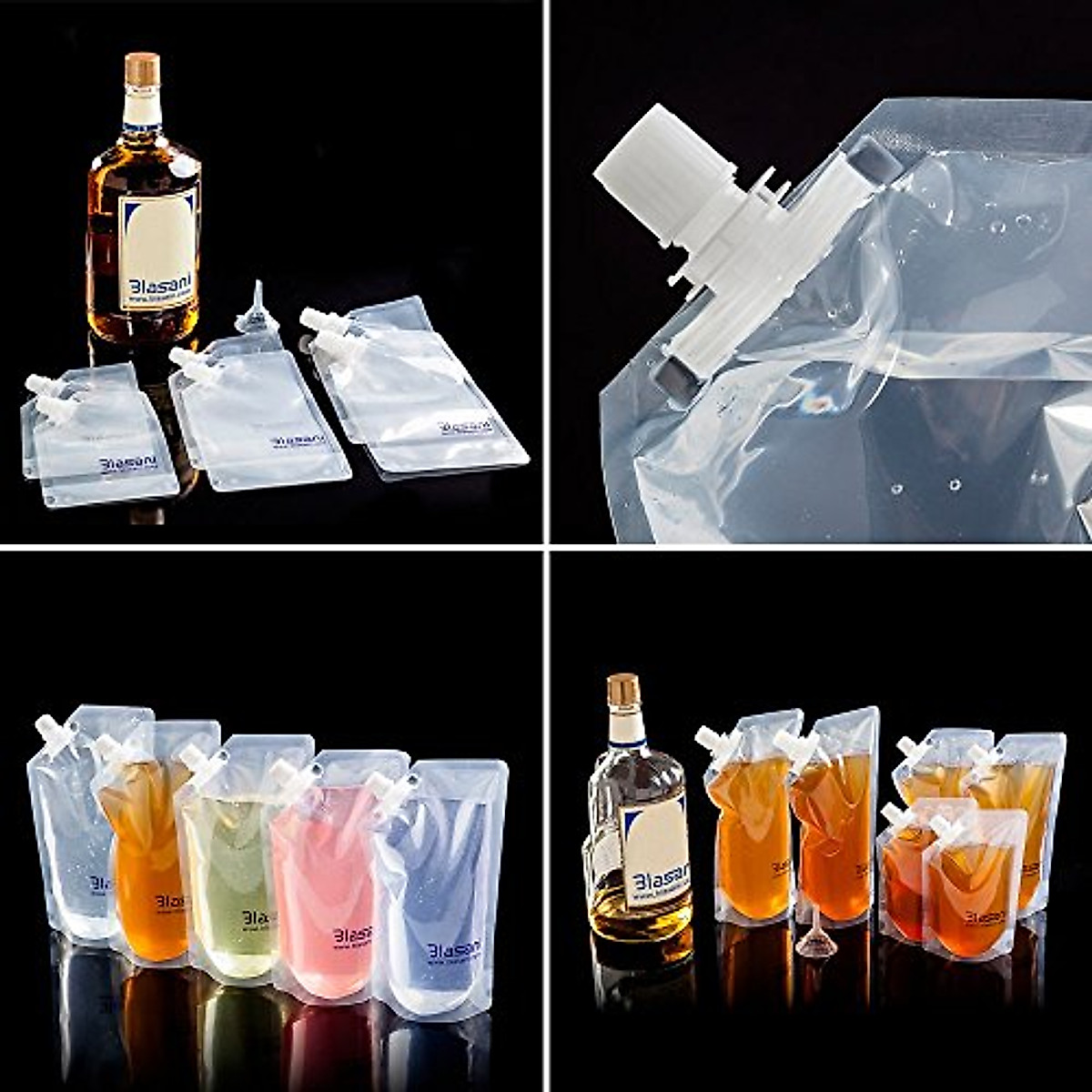 BLASANI Concealable Cruise Ship Rum Sneak Flask Kit Set (4x32oz, 2x16oz, 2x8oz)