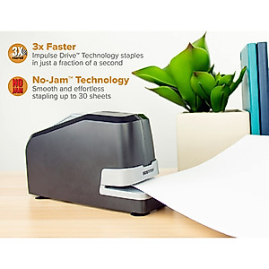 Bostitch Office Impulse Heavy Duty Electric Stapler Value Pack, 30 Sheet Capacity, Includes 5,000 Staples & Staple Remover, No-Jam, Faster Stapling, Black