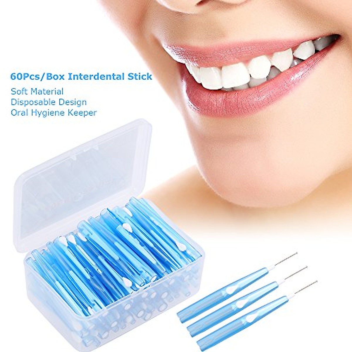 Interdental Slim Brush Anself 60Pcs Dental Floss Picks Refill Inter-Dental Brush Teeth Stick Toothpick Flosser for Oral Deep Clean Health Care