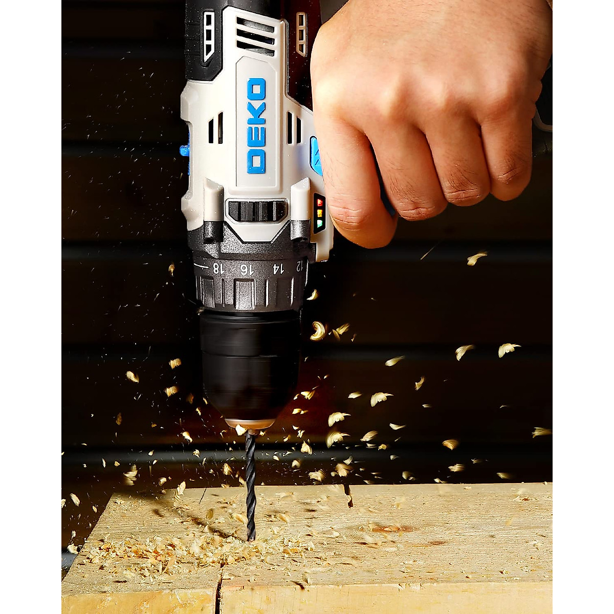 DEKOPRO Cordless Drill, 12V Rechargable Battery Electric Power Impact Drill Driver Set for Home