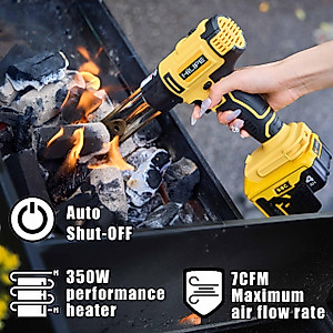 HILIPE Cordless Heat Gun for DeWALT 20v Battery,Lithium Hot Air Gun, 5 Nozzle Attachments,2-Temp Setting Max 1022°F(550°C),Heat Gun for Shrink Wrapping, Tube Bending (Tool Only, NO Battery)