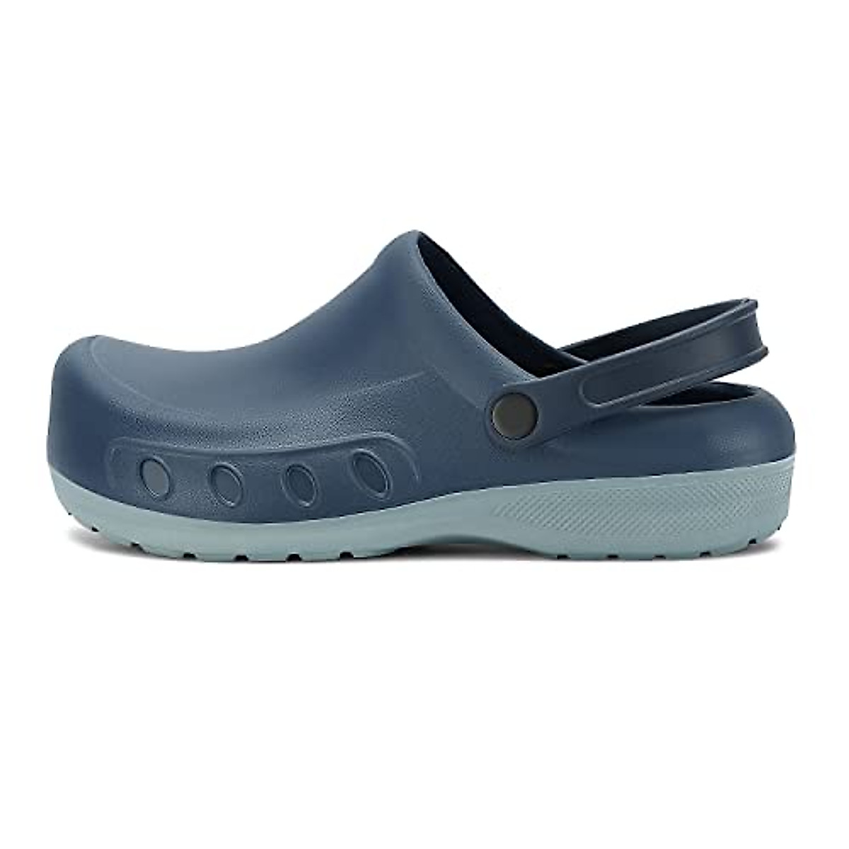 FitVille Wide Chef Shoes Men Clogs with Arch Support, Slip Resistant Garden Work Shoes for Men, Blue Grey, Size 9