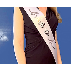 Shimmer Anna Shine Bridal Shower Sash, Bride to Be Sash for Bridal Shower, Bachlorette Party, Wedding Party, White, Adjustable Size (Gold Print)