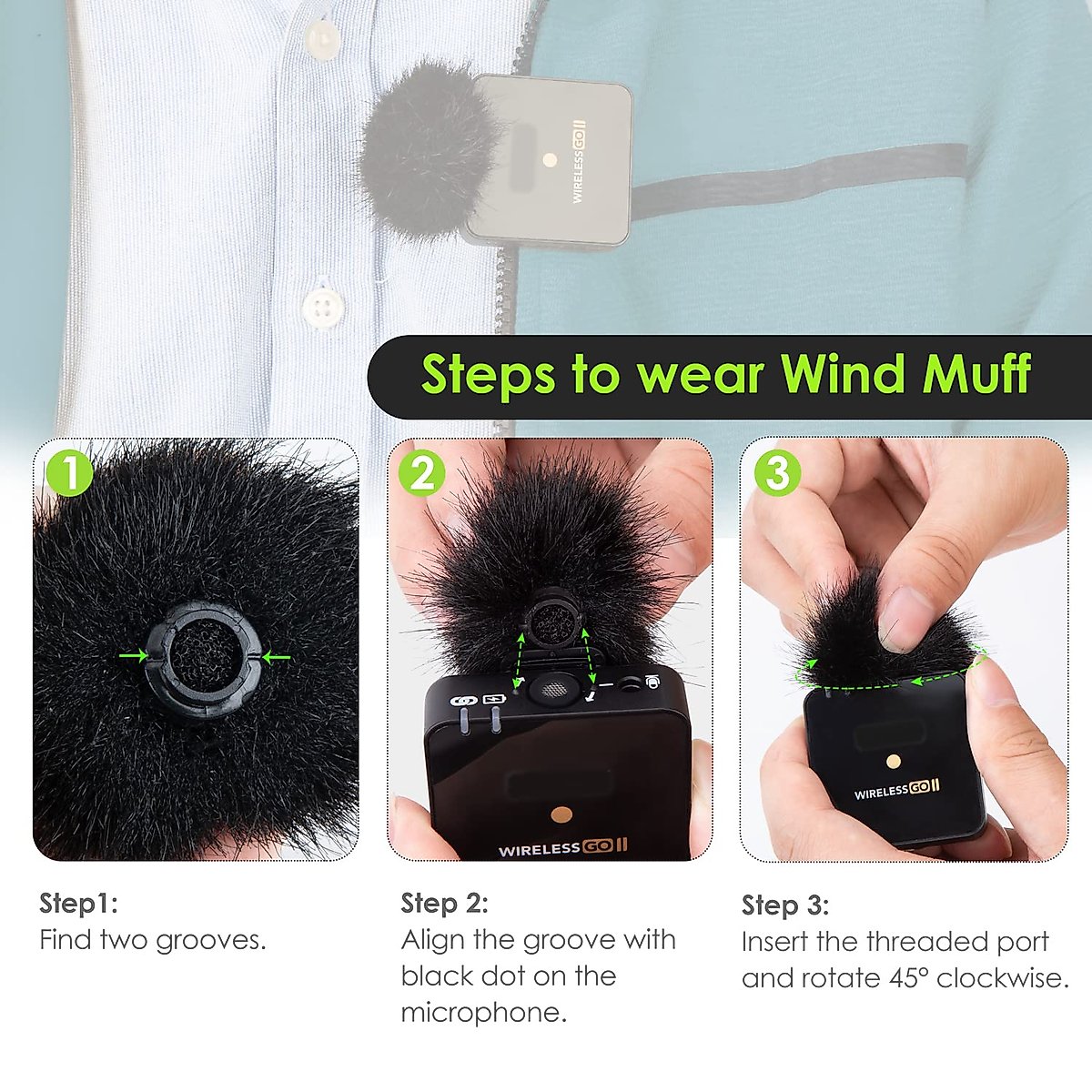 Wireless GO II Interview Microphone Handle, Retractable Wireless go II Handheld Adapter with Wind Muff for RODE Wireless GO II - Rode Go 2 Accessories by YOUSHARES （Metal）