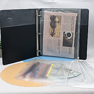 YoeeJob 3 Holes Clear PVC Zipper Binder Pocket Insert Pages Letter Size, 8 1/2"x 11 Loose Leaf Binder Filing Storage Bags 15 Per Pack