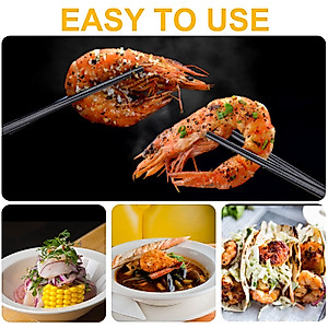 Chopsticks,LIANGKEN 5 Pairs Dishwasher Safe Fiberglass Chopsticks Set,9.5 Inch Reusable Japanese Chinese Chopsticks , Non-Slip, Easy to Use (colorful ) (9.5 inch, pure black)