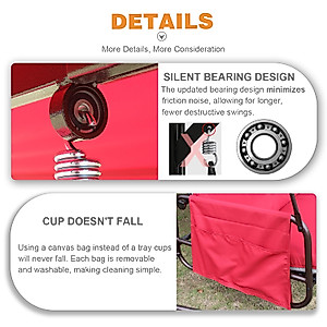 3 to 4 Seat Porch Swing, 2-in-1 Outdoor Swing Bed with Adjustable Backrest Canopy 800 lbs Capacity Patio Swing Chair with Stand Cushions Pillows for Backyard