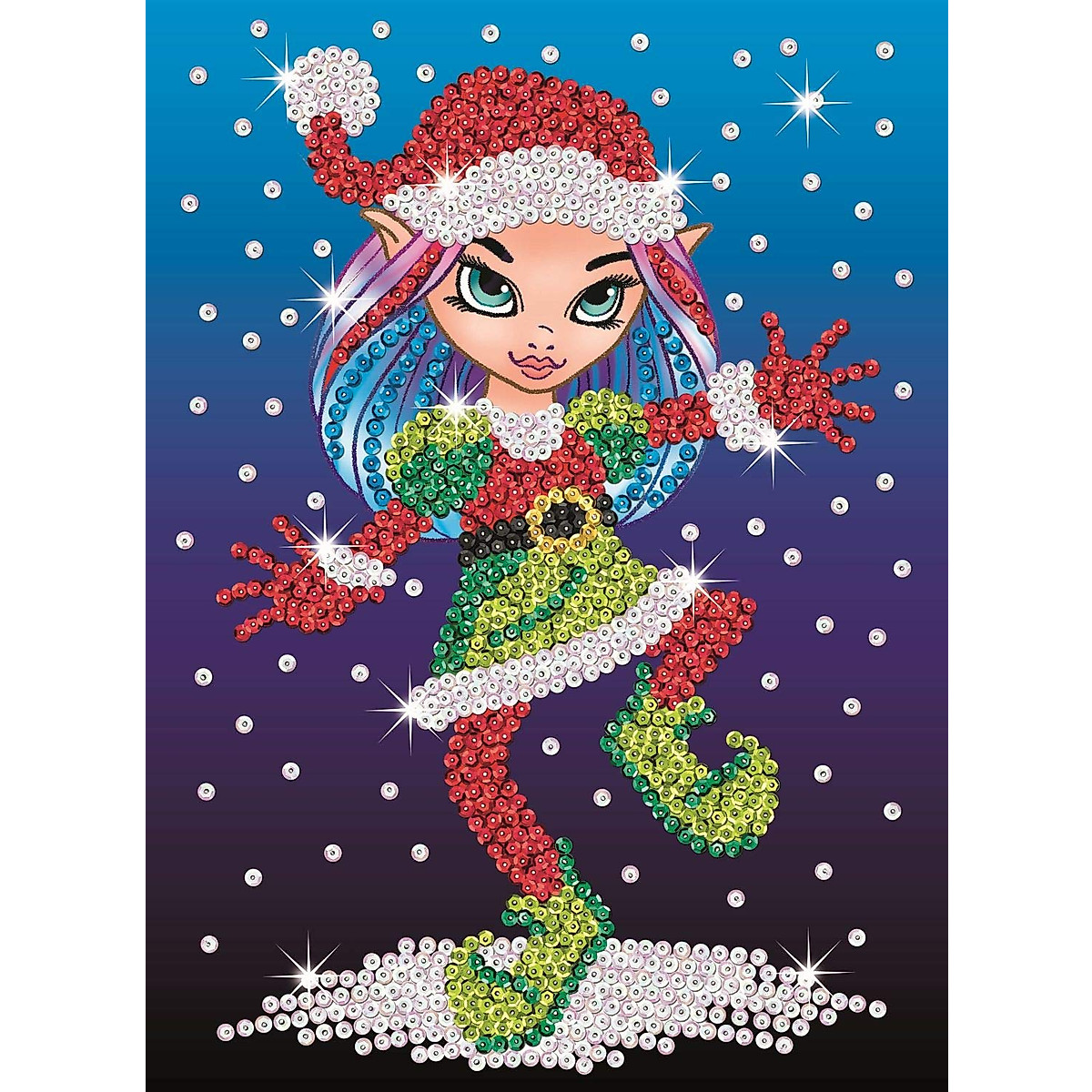 Sequin Art Red Christmas Astrid Elf, Sparkling Arts and Crafts Kit; Creative Crafts for Adults and Kids,Colourful