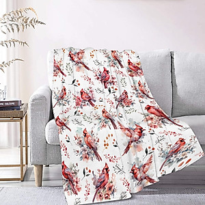 Red Bird Blanket Gifts Ultra Soft Cozy Throw Flannel Blanket, Lightweight Fuzzy Fleece Blanket Warm Plush Throw Blankets for Couch, Sofa, Bed, 40"x50" for Kids