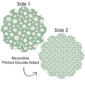 Big Dot of Happiness Sage Green Daisy Flowers - Floral Party Round Table Decorations - Paper Chargers - Place Setting For 12