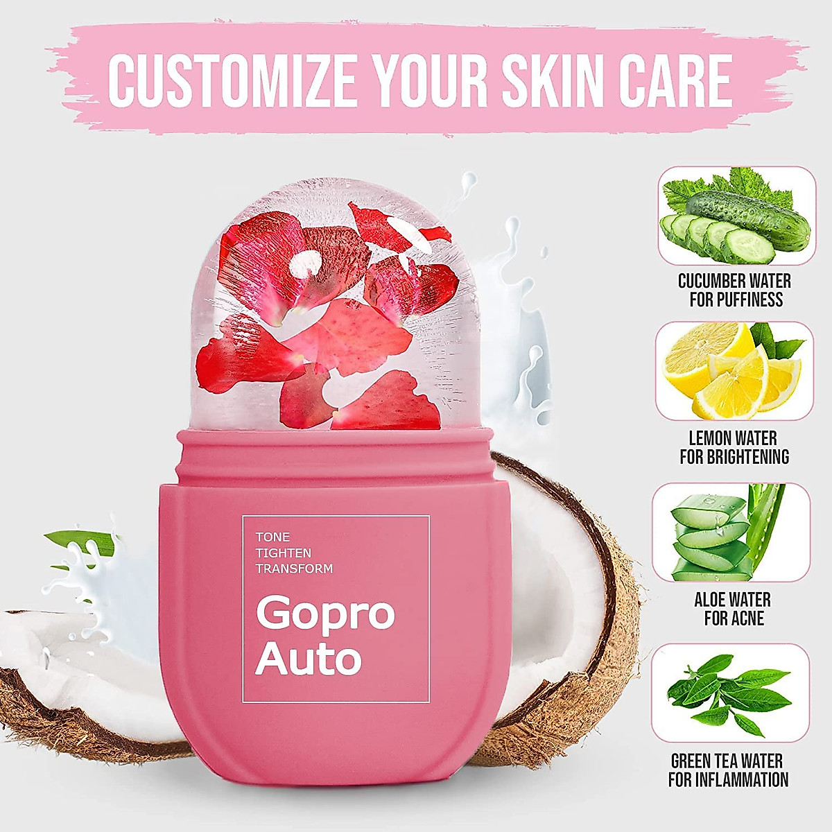 Cube Ice Roller for Face, Ice Facial Roller for Eyes Neck Naturally Tone and Tighten Skin, De-puff Eye Bags, Add a Healthy Glow Cryotherapy Enhance Skin Elasticity (Light Pink)