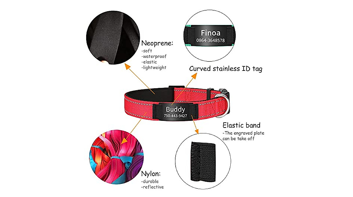 Personalized Reflective Dog Collars with Laser Engraving | SF Custom