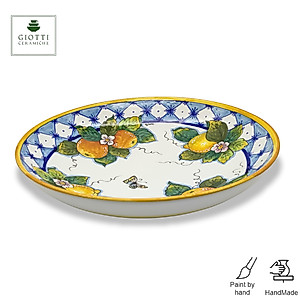 X Large Ceramic Bowl for Kitchen - Italian dinnerware pasta bowl - Platter serving tray - Hand painted Tuscan pottery bowls - Made in Italy plates set - Ceramics salad tuscan soul pottery