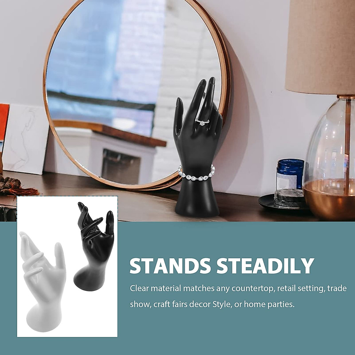 Cabilock 2pcs Hand Mold Ornaments Hand Jewelry Display Holder Mannequin Hand Display Necklace Holder Desktop Stand Bracelet Display Stand Female Mannequin Vinyl Human Body Wristband White