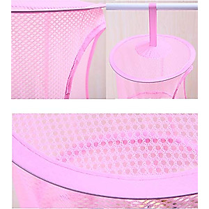 ChezMax Hanging Mesh Storage Organizer Foldable Space Saver Bags Toy Storage Basket for Kids Room Bathroom Wardrobe Wall Balcony 3 Compartments, 2 Pack