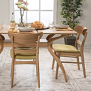 Christopher Knight Home Idalia Dining Chairs, 2-Pcs Set, Green Tea / Oak Finish