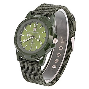Men's Nylon Watches, 4 Colors Electronic Analog Wrist Watch Round Nylon Strap Military Wristwatch(4#)