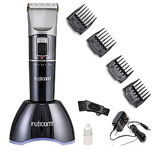 Fujicom Hair Clippers for Men Professional Trimmer Clippers Cordless Rechargeable with 2 Speed Hair cutting Kit Low Noise with Adjustable Ceramic Blade Lithium Battery and 4 Comb Dock station