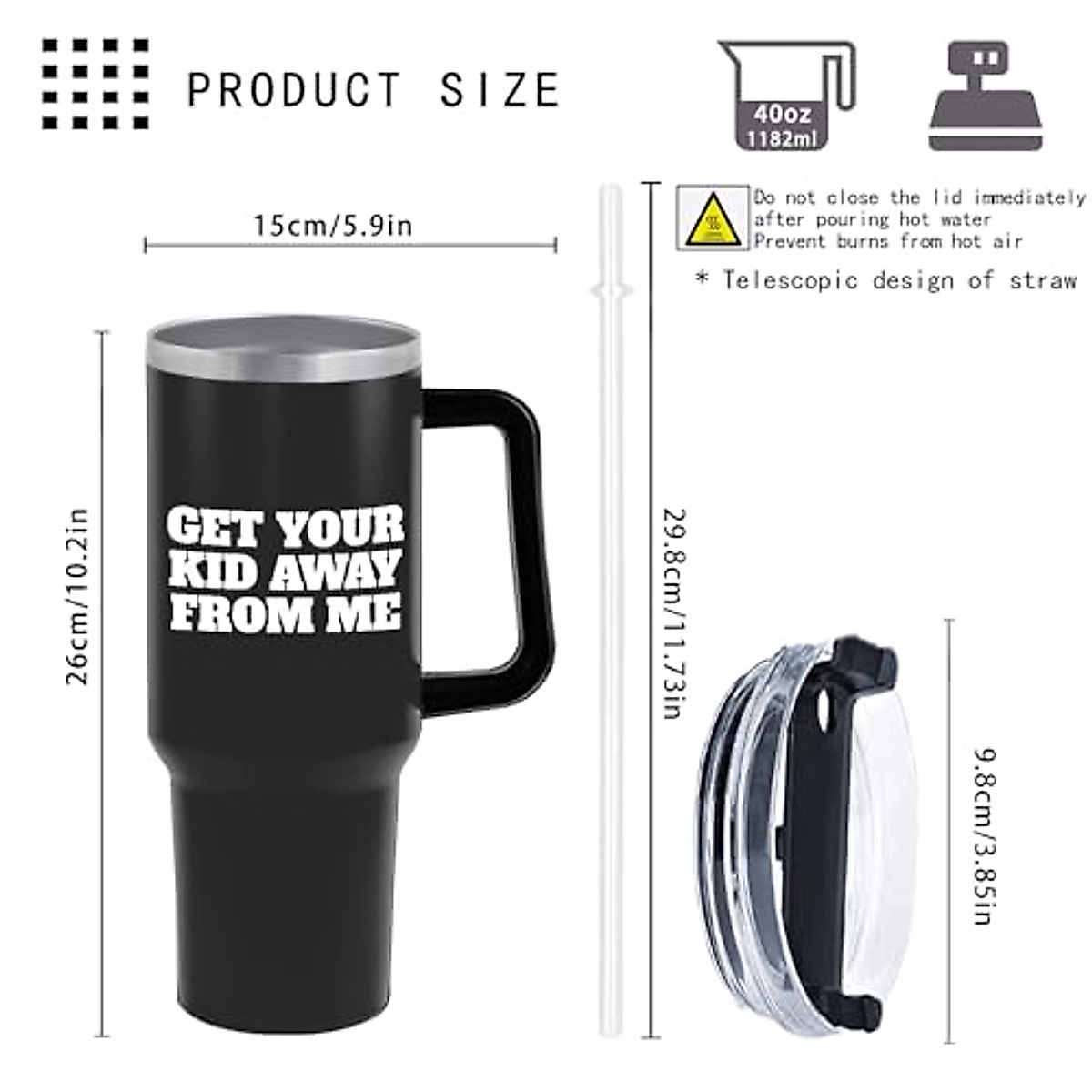 Get Your Kid Away From Me Tumbler 40 oz Tumblers with Lid and Straw Insulated Tumblers Stainless Steel Tumbler Funny Gifts for Women