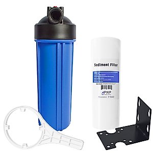 Sediment Water Filtration System with Blue 2.5x10" Housing 3/4" Ports, Removes Dirt, Sand, Silt and Rust