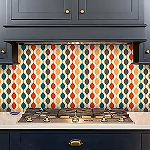 Red＆Yellow＆Green Peel and Stick Wallpaper Contact Paper 15.7”×196.8” Removable Wall Coverings for Home Decorative Table and Door Renovated