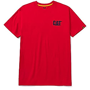 Caterpillar Men's Trademark T-Shirts with Shape-Retention Rib Trim Spandex, Tagless Neck, and CAT Logo on Left Chest, Hot Red Eclipse, X-Large