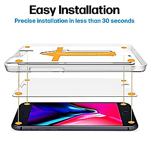 Power Theory Designed for iPhone 8 Screen Protector/iPhone 7 Screen Protector Tempered Glass [9H Hardness], Easy Install Kit, 99% HD Bubble Free Clear, Case Friendly, Anti-Scratch, 2 Pack