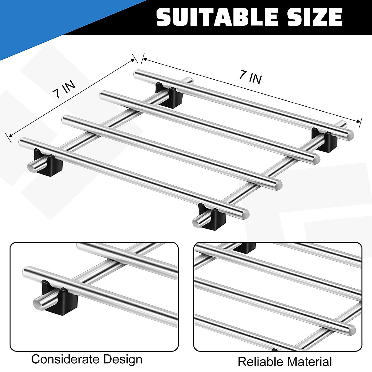 Hicarer 4 Pcs Stainless Steel Trivet for Pots and Pans Stainless Steel Pot Trivets Cast Iron Trivet Cooling Racks for Kitchen Dining Table Decor Hot Pads Cooking and Baking Pans Holder, 7 x 7 inches