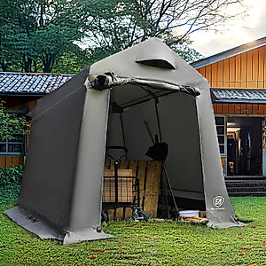 EVER ADVANCED Outdoor Storage Shelter with Vents Storage Tents for Outside Heavy Duty Storage Sheds for Motorcycle, Bike, Grey