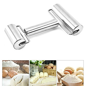 Smooth Stainless Steel Rolling Pin Pastry and Pizza Double Dough Baker Roller Metal Kitchen Utensils Ideal for Baking Dough, Pizza, Pie, Pastries, Pasta and Cookies