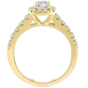1 1/4Ct Diamond Cushion Halo Engagement Wedding Ring Set 10k Yellow Gold - Size 4